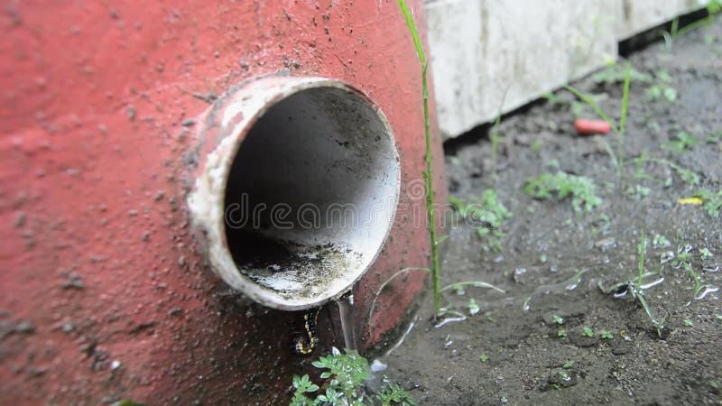 Rainwater Drain Pipe from the Roof of the Building. Stock Footage ...