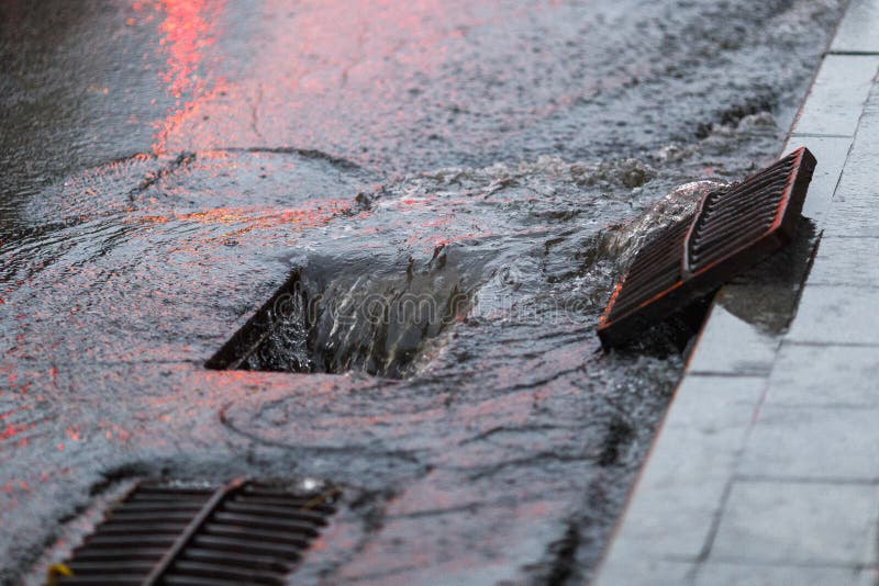 Rainwater Drains into an Open Storm Stock Photo - Image of opening ...