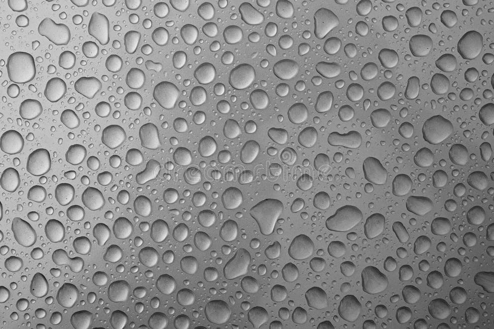 Rainwater Droplets on Shiny Metallic Chrome Silver Background Stock ...