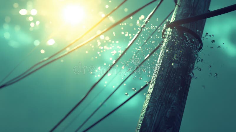 Water Cascade on Pole: Abstract View of Rain, Light, and Connection ...