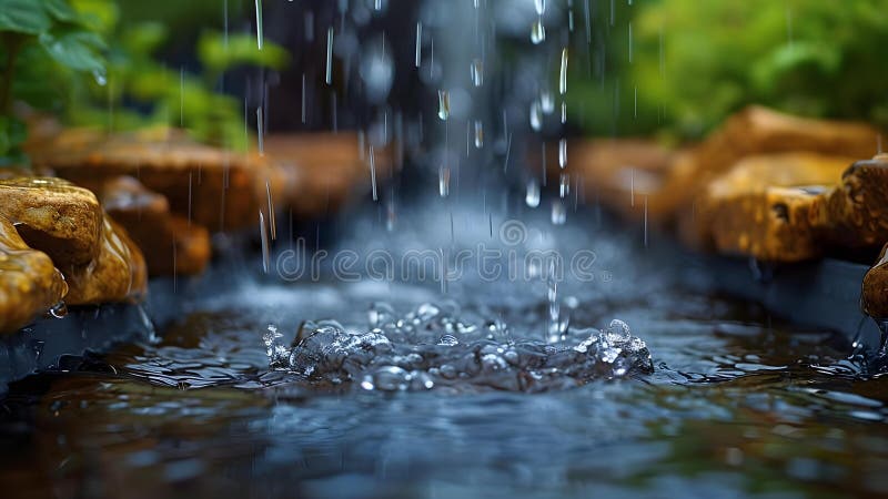 Rainwater Flows through Urban Gutters in a Soothing Rhythmic Pattern ...