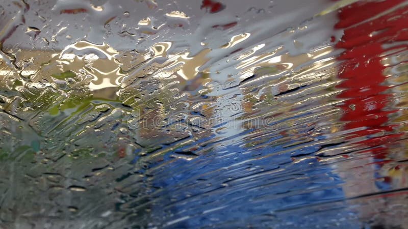 Rainwater Flows Down the Tiled Roof into the Drainpipe Stock Video ...