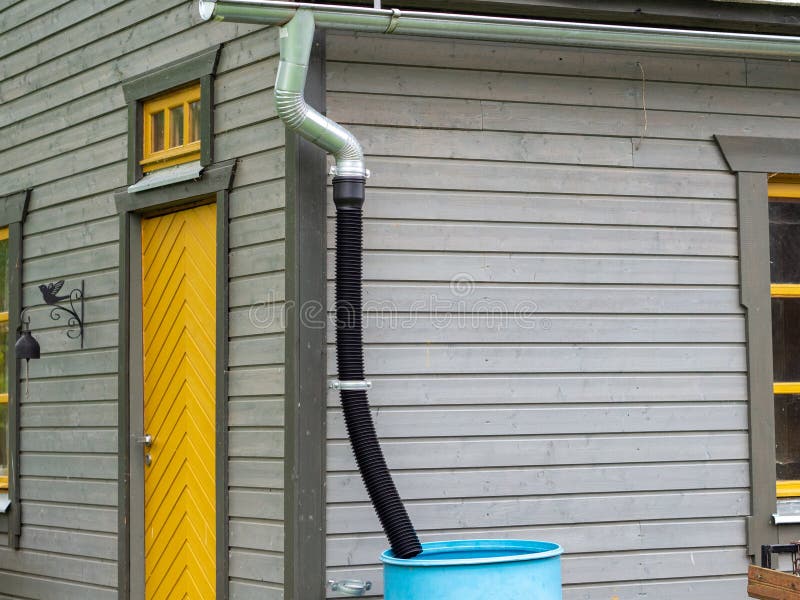 Rainwater Gutter with Flexible Plastic Connection for Water Collection ...