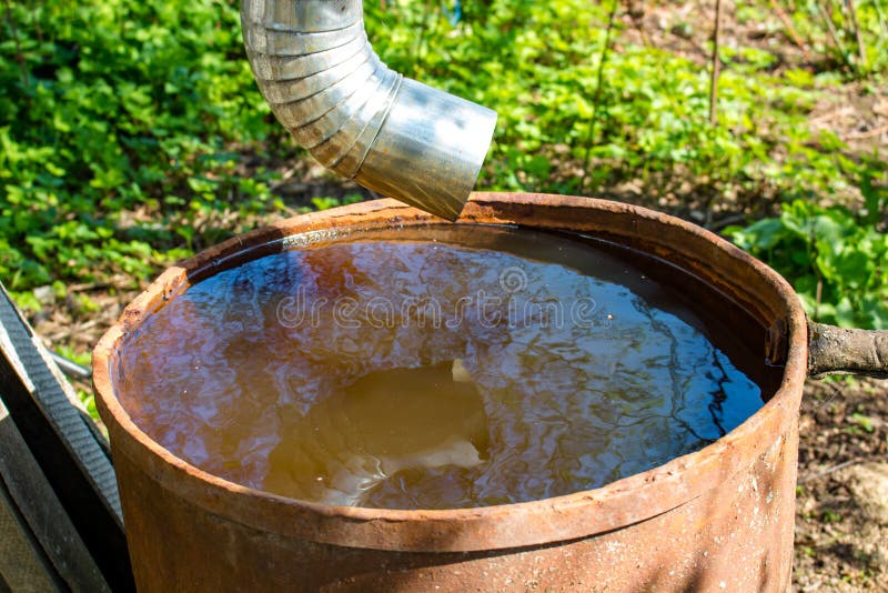 Rainwater in a Large Barrel Stock Image - Image of pipe, barrel: 124818671