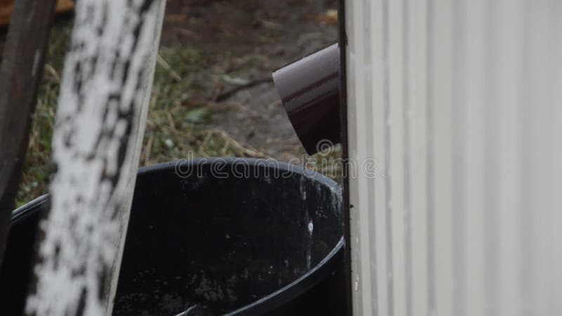 Rainwater Pours Down the Drain into Buckets Stock Video - Video of ...