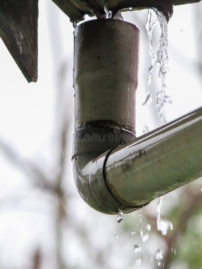 Rainwater Storage Pipes are Leaking Profusely Stock Image - Image of ...