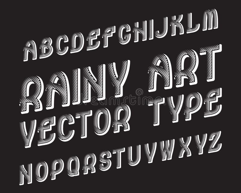 Rainy Art Vector Typeface. White Contrasting Font Stock Vector ... Rainy Art Vector Typeface. White Contrasting Font Stock Vector ...