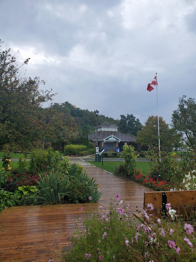 Rainy Autumn Gardens in Goderich, Ontario Stock Image - Image of color ...