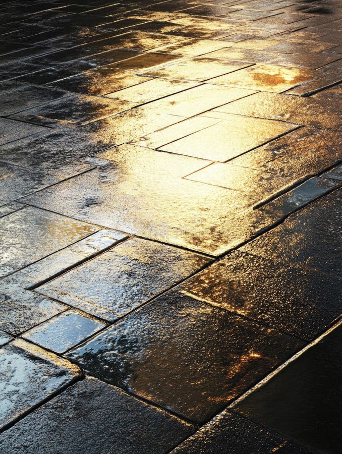 Rainy Brick Pavement stock image. Image of generated - 390041007