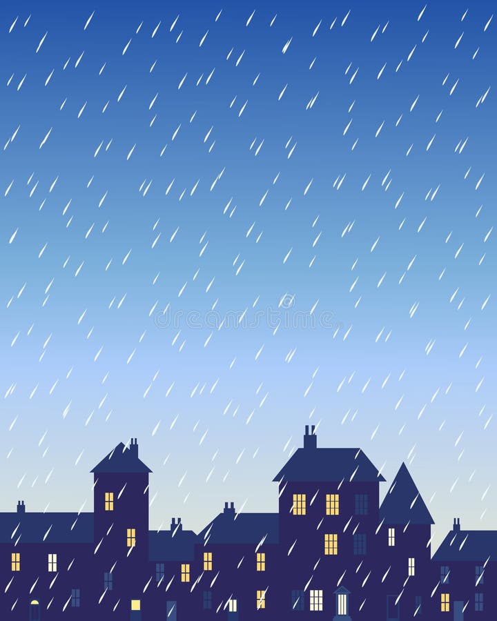 City Skyline On Rainy Day stock vector. Illustration of buildings ...