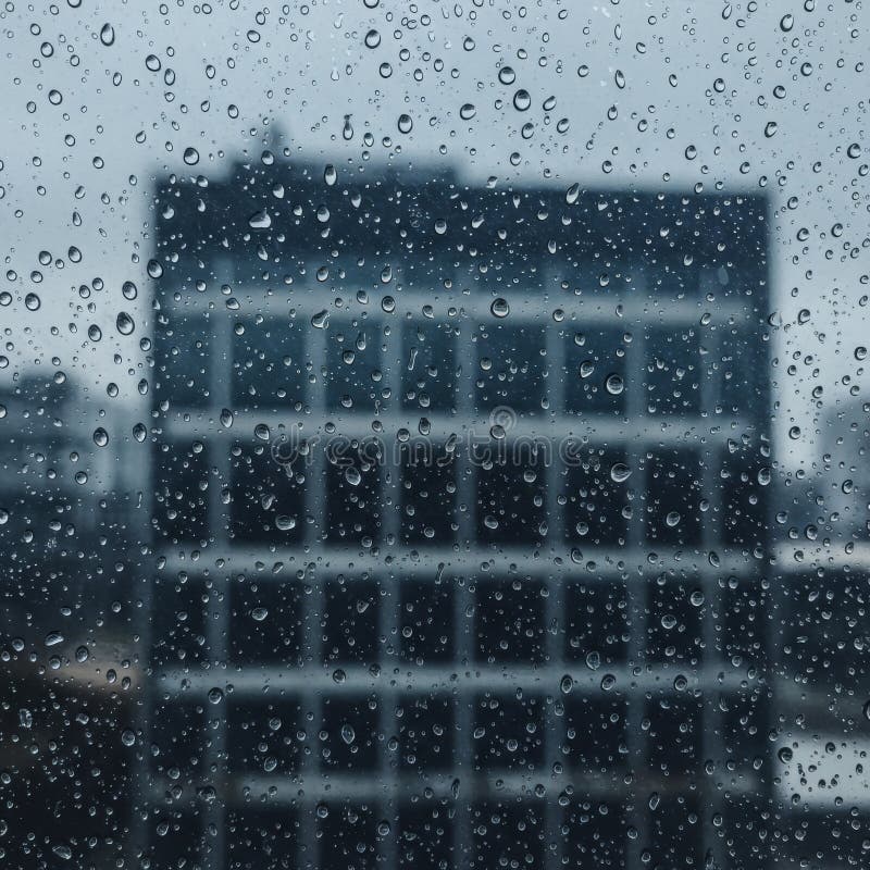 Rainy City Building Viewed through Wet Window Stock Illustration ...