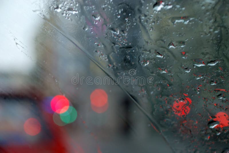 Rainy City Scenery through Wet Windscreen Stock Photo - Image of city ...