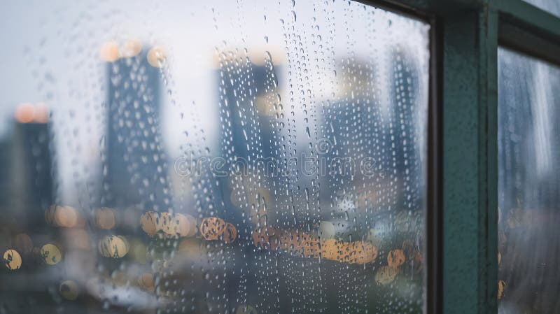 Rainy Cityscape Viewed through Wet Window Pane, High Quality Image ...