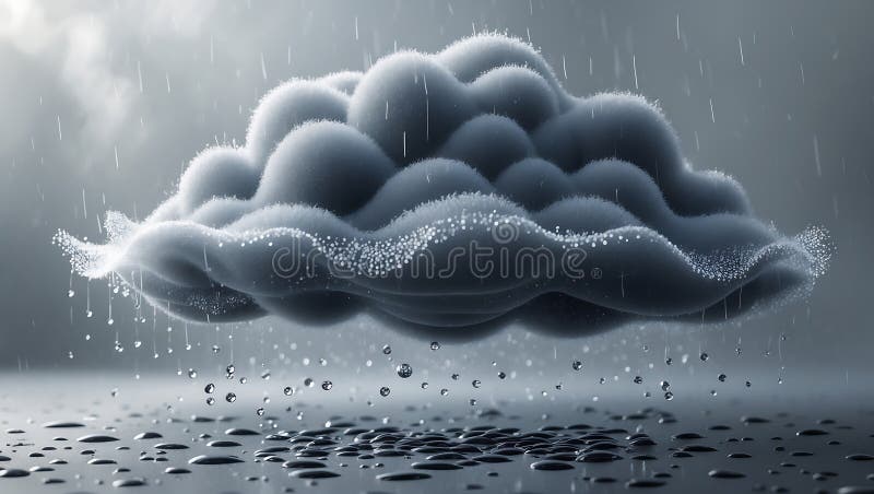 Rainy Cloud Digital Art: a Stunning 3D Render of a Cloud Showering Rain ...