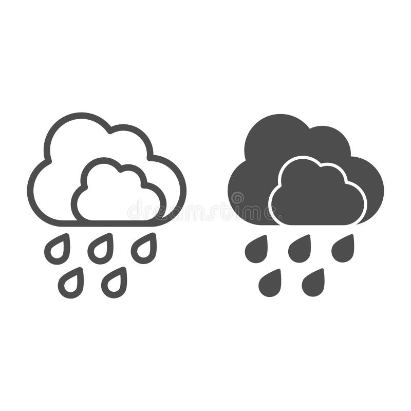 Rainy Cloud Line and Solid Icon, Insurance Event Concept. Vector ...