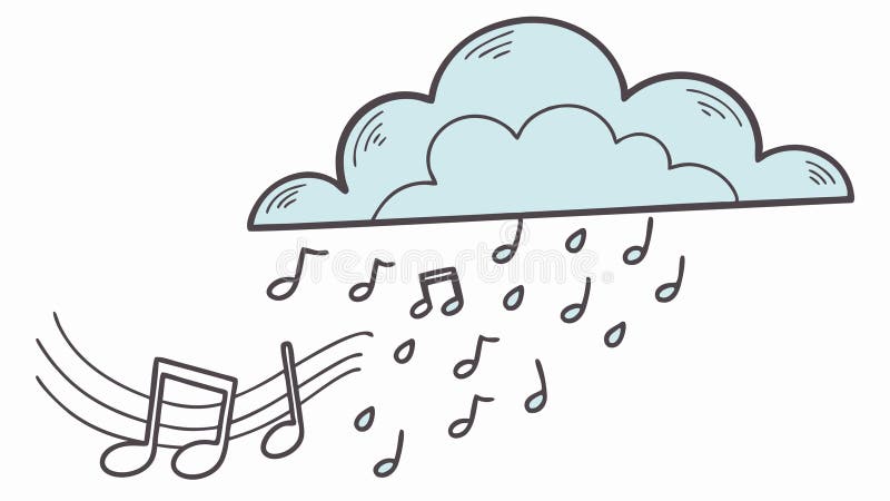 Rainy Cloud with Music Notes Vector, Mood and Melody, Vector Design ...