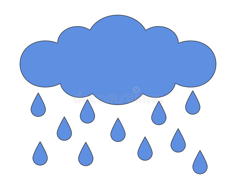 Rainy Cloud Raindrops Dripping 2D Linear Cartoon Object Stock Vector ...