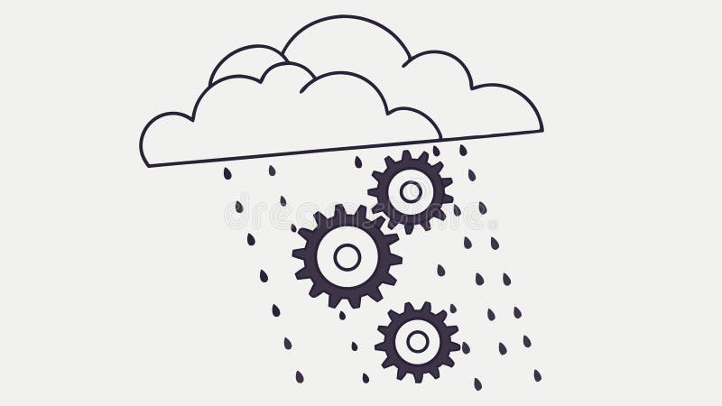 Rainy Cloud Raining Gears. Mechanical Problem or Thought, Vector Design Generative AI Stock ...