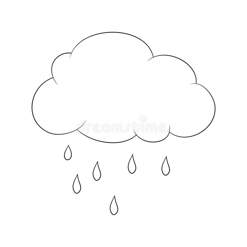 Rainy Cloud with Simple Hand Drawing Vector Illustration Stock Vector ...
