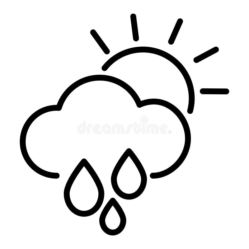 Rainy Cloud and Wind Weather Outline Icon Stock Vector - Illustration ...