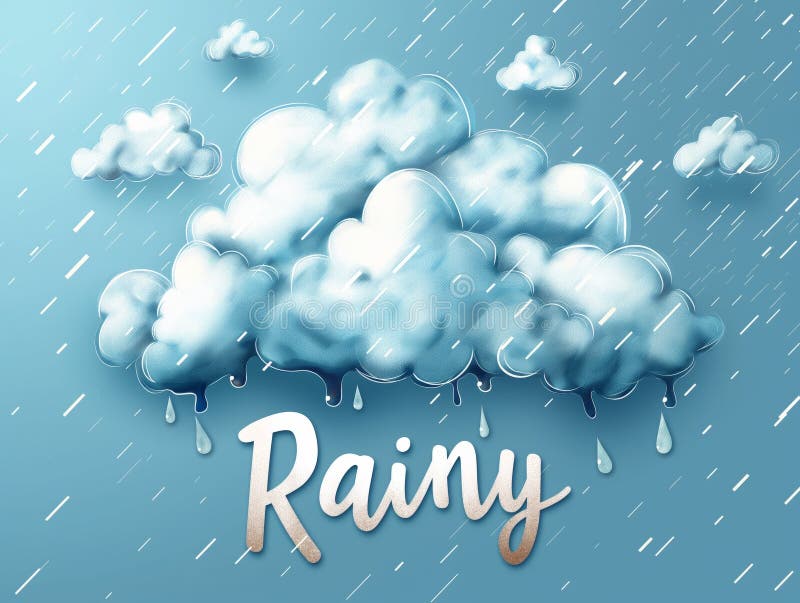 Rainy Clouds with Raindrops Stock Image - Image of water, design: 321922523