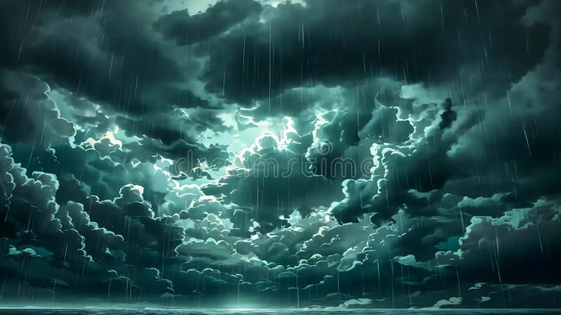 Rainy Cloudy Dramatic Weather Animation Stock Footage - Video of stormy ...