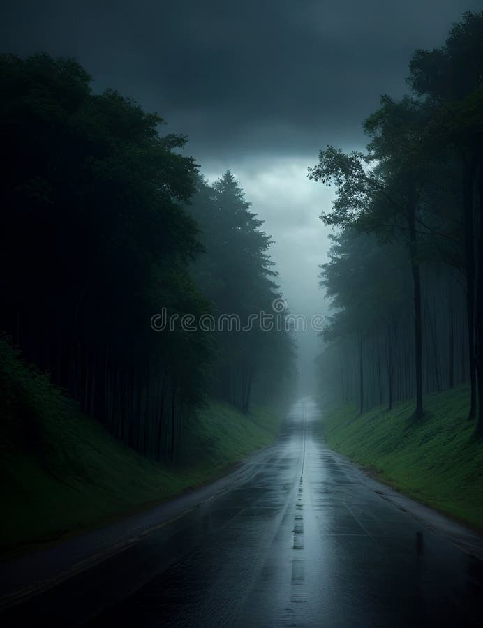 Rainy Day with Amazing Path. Stock Illustration - Illustration of rainy ...