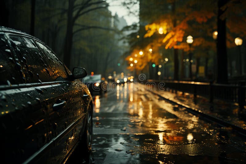 Rainy Day in Autumn Background and Wallpaper Stock Illustration ...