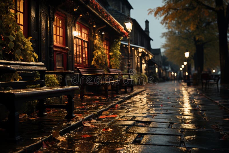 Rainy Day in Autumn Background and Wallpaper Stock Illustration ...