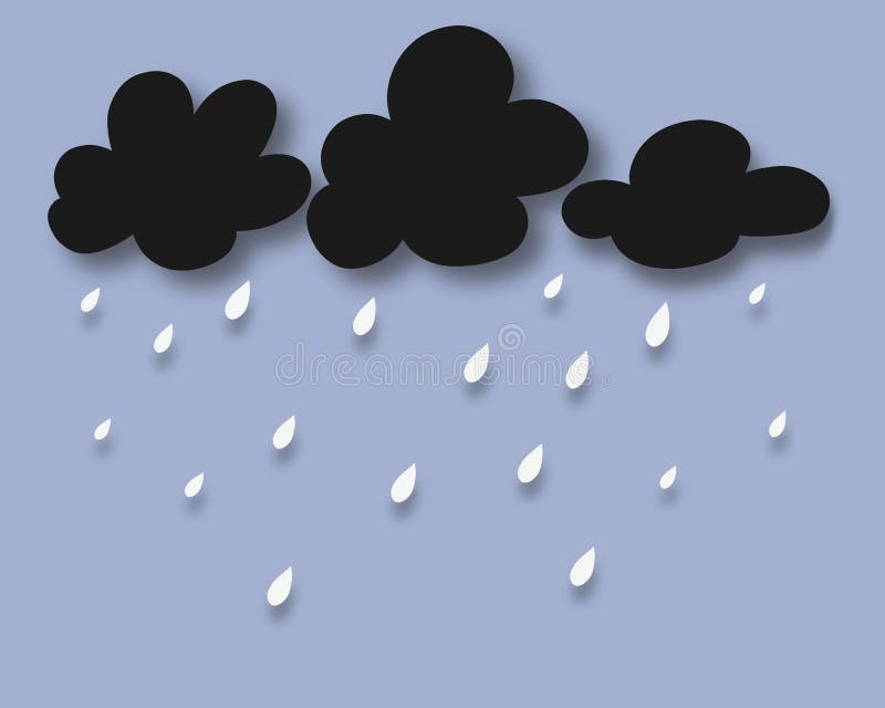 Rainy Day 2d Illustration, Rain Drops and Clouds Stock Illustration ...