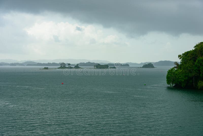 Rainy Day on Gatun Lake during Panama Canal Transit Stock Image - Image ...