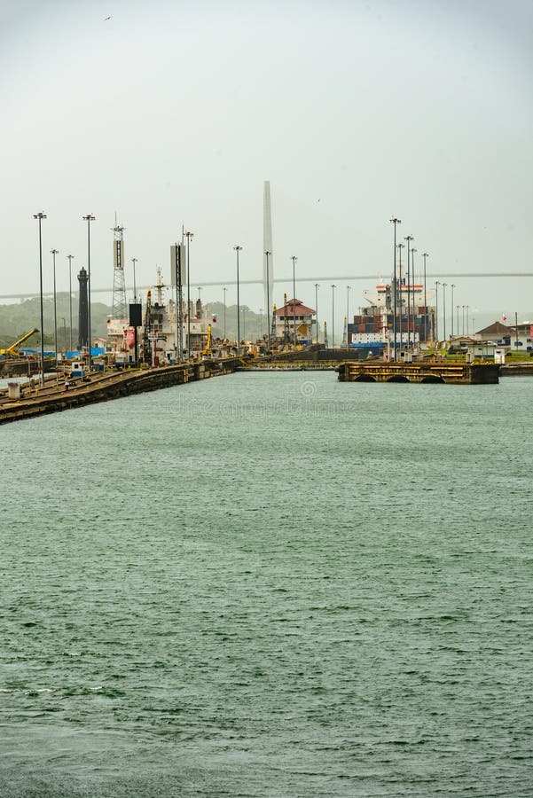 Rainy Day at the Gatun Locks on the Panama Canal Stock Image - Image of ...