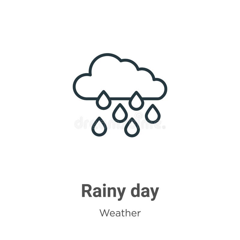 Rainy Day Outline Vector Icon. Thin Line Black Rainy Day Icon, Flat ...