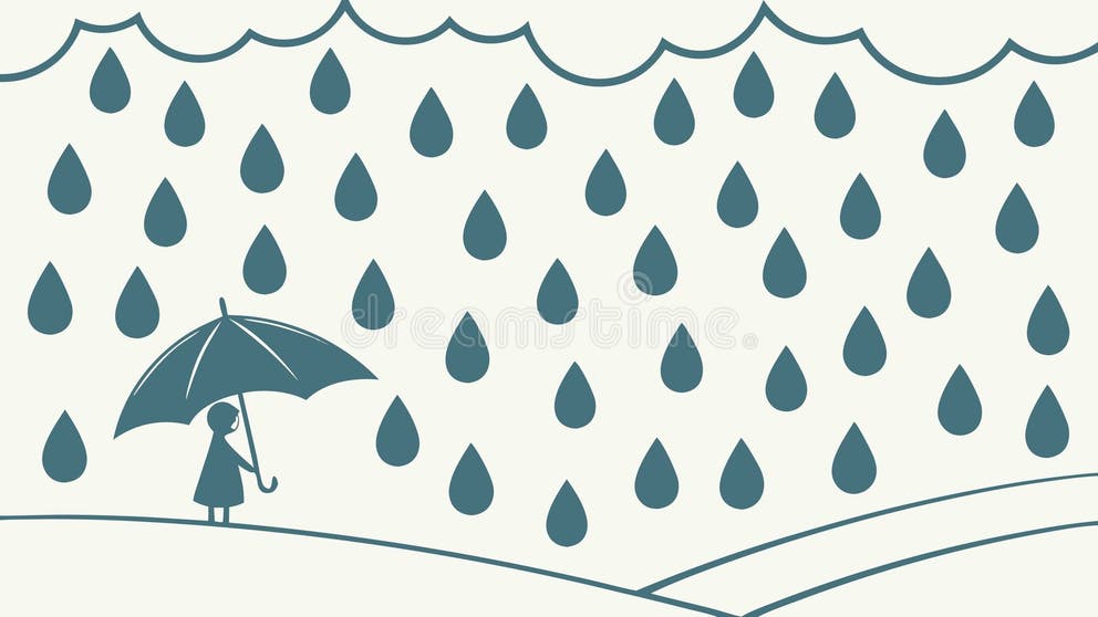 Rainy Day Pattern with Umbrella, Vector Rain Drops, Vector Design ...