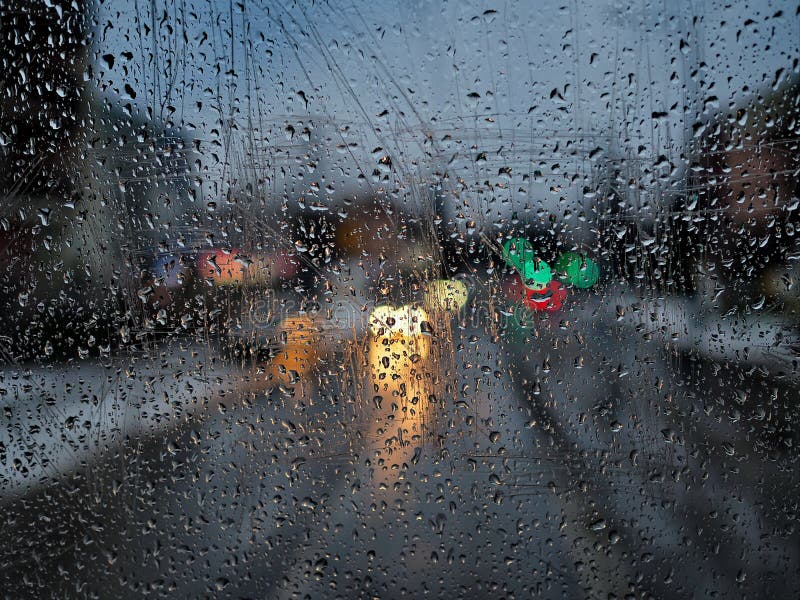 Cold Rainy Day Waiting Bus Stop after Work Stock Image - Image of dark ...