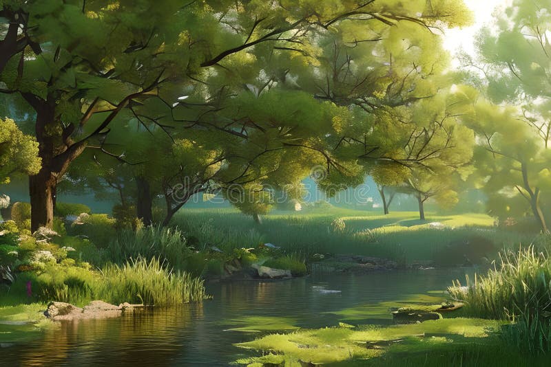 A Spring-Summer Wet Climate with Generative AI Stock Illustration ...