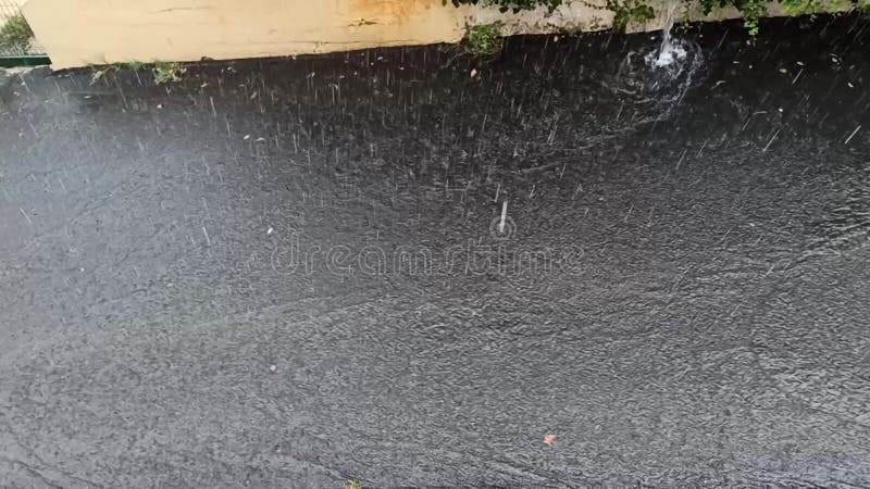 On a Rainy Day, Raindrops Fall on the Ground, Creating Puddles that ...