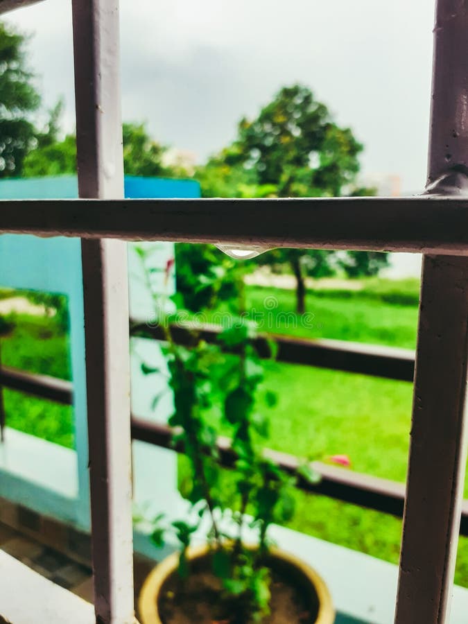 Rainy Day Water Drop Window View Stock Photo - Image of moving, monsoon ...