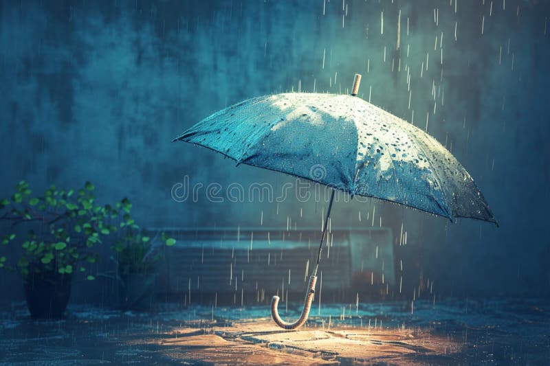 Rainy Elegance Back Turned Umbrella in Vintage Ambiance, Capturing ...