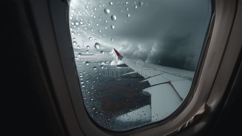 Rainy Flight through Storm Clouds Generative AI Stock Image - Image of ...