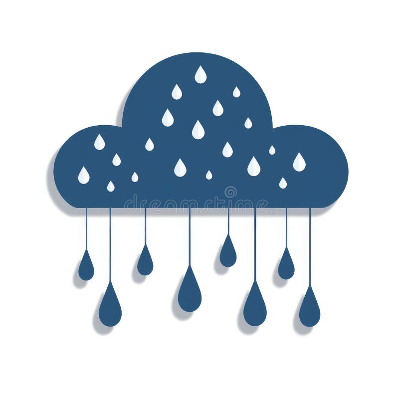 Rainy Icon with Blue Raindrops Falling from Cloud To Represent ...