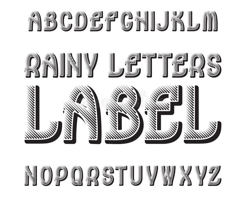 Rainy Letters Label Typeface. Black Contrasting Font Stock Vector ... Rainy Letters Label Typeface. Black Contrasting Font Stock Vector ...