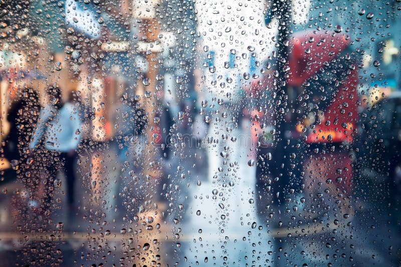 Rainy London Seen through the Bus Window.Focus on the Glass. Stock ...