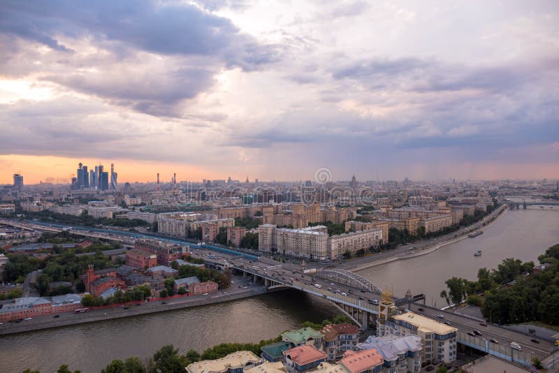 Rainy Moscow Panorama before Sunset in Summer Stock Photo - Image of ...