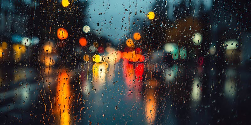 Rainy Night City Lights Abstract Blurred Background Stock Illustration ...