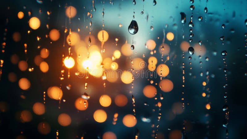 Rainy Night City Lights through Wet Window Stock Illustration ...