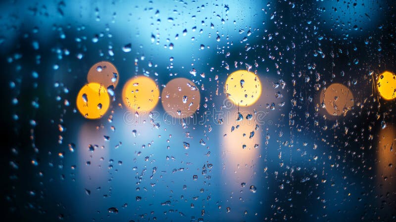 Rainy Night City Lights through Wet Window Stock Illustration ...