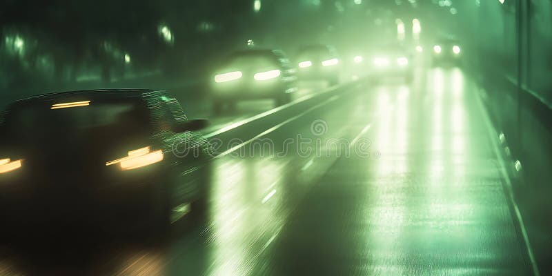 Rainy Night Drive through City Tunnel Stock Illustration - Illustration ...