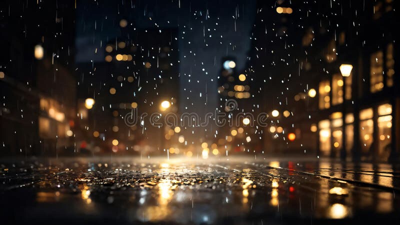 A rainy night illuminated stock illustration. Illustration of town ...