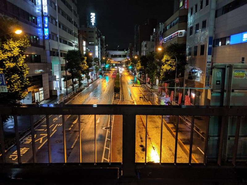 Rainy Night in japan editorial stock image. Image of japan - 154740634